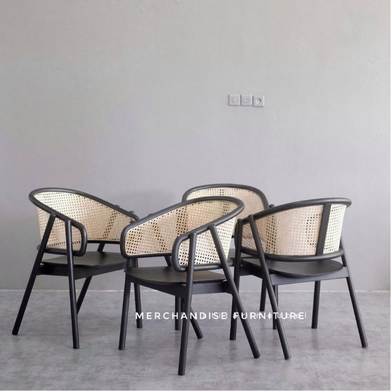 Jual PROMO !!! Kursi Makan Cafe Resto Kayu Jati Mix Rotan Type Cleopatra - Kursi Makan Minimalis ...