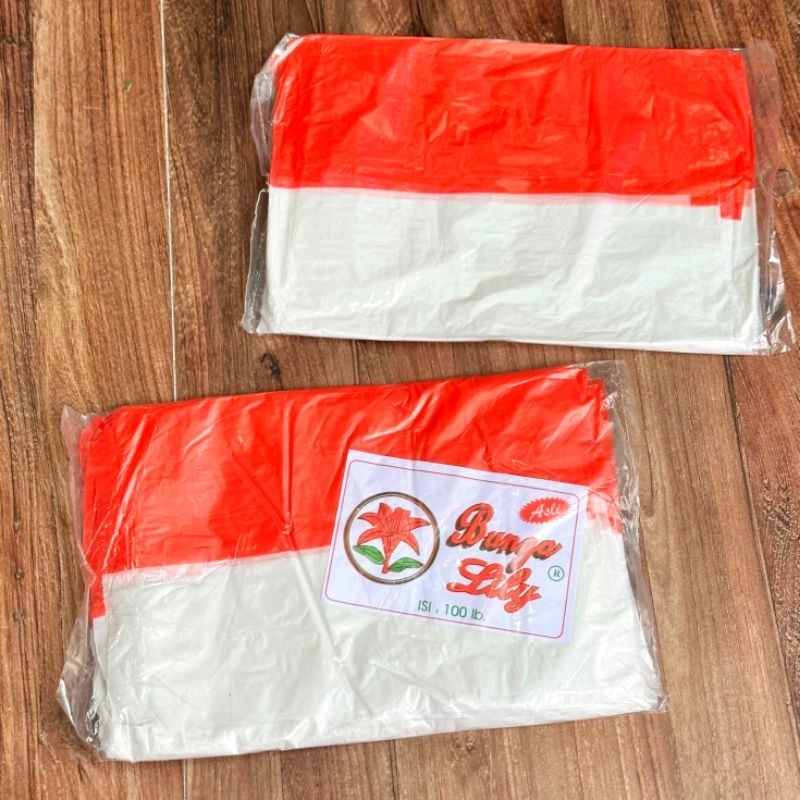 Jual 100 lembar bendera plastik merah putih bunga lily Bendera merah ...