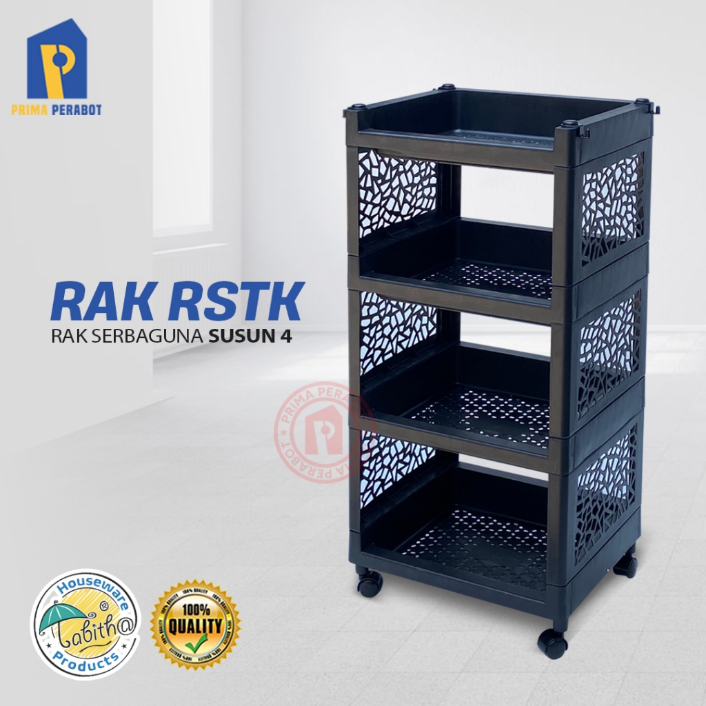 Jual Rak Susun Serbaguna RSTK Hitam S/4 Tabitha | Shopee Indonesia