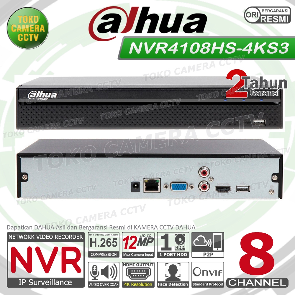 Jual NVR DAHUA 8 CHANNEL NVR4108HS-4KS3 NVR 12MP 8CH IP CAMERA | Shopee ...