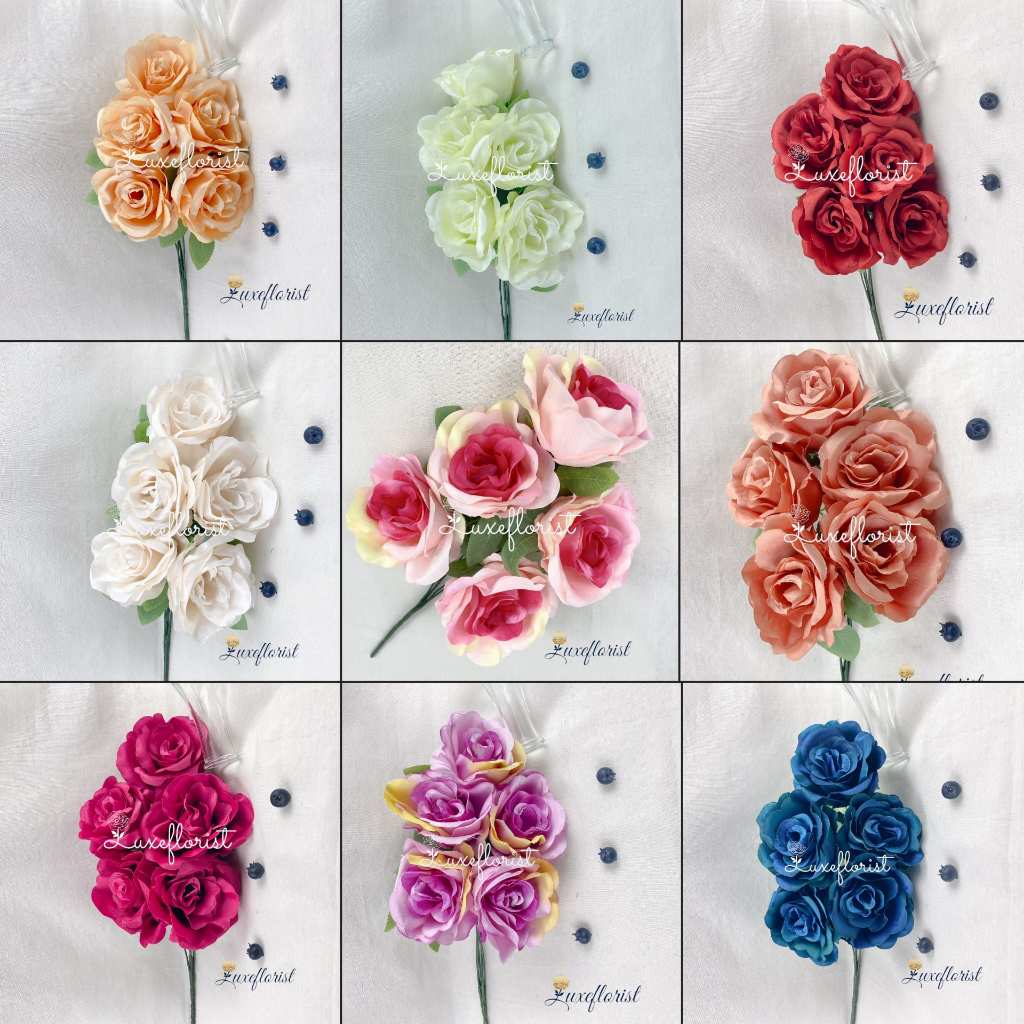 Jual BUNGA MAWAR ROSE PLASTIK GARDENIA CABANG 5 PREMIUM Besar (1 PCS ...