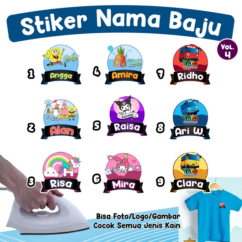Jual STIKER BAJU NAMA CUSTOM - Vol.4 Lingkaran 21pcs / Stiker Kain Kaos ...