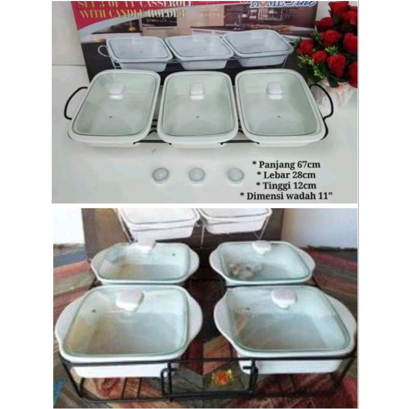 Jual Prasmanan Gandeng Porcelain Tutup Kaca (Besar) Homeline (Packing ...