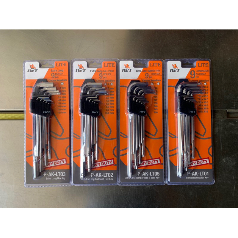 Jual Kunci L set panjang 9 pcs IWT JAPAN HEX-HEX/FLAT-BALL/TORX-TORX ...