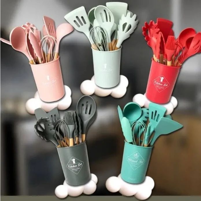 Jual (CT) Silicone Utensil Set isi 12pcs Spatula Silicone Set BPA Free ...