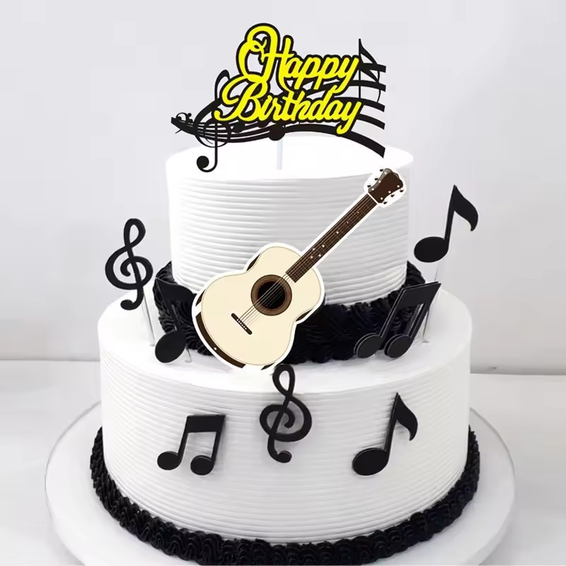Jual Topper Kue Kertas 8 pcs Alat Musik Gitar Drum Nada Piano Hobi ...