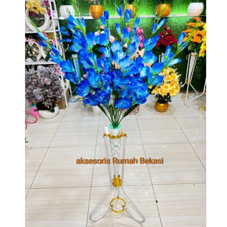 Jual HIASAN SUDUT BUNGA GLADIOL ARTIFICIAL 10 10 TANGKAI DENGAN POT ...