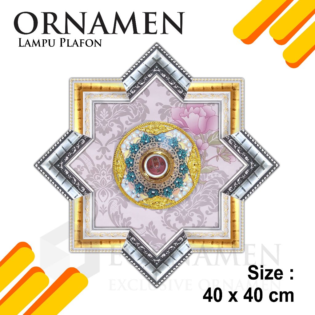 Jual fitting lampu ornamen lampu plafon pvc hias ukuran 40 x 40 cm ...