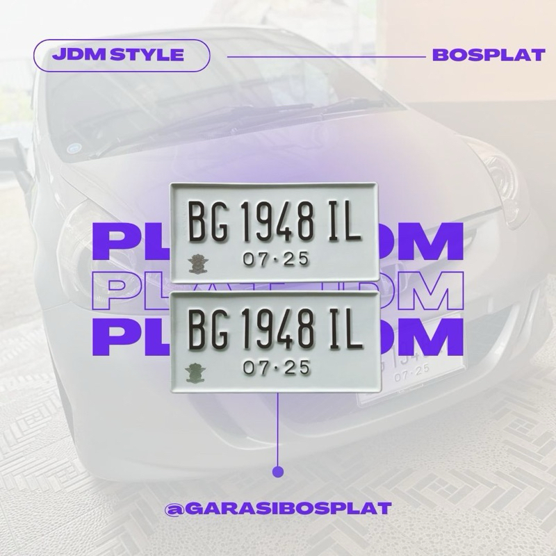 Jual SATU SET Plat Nomor Mobil JDM / Ukuran 33 x 16 cm / Font Lama ...