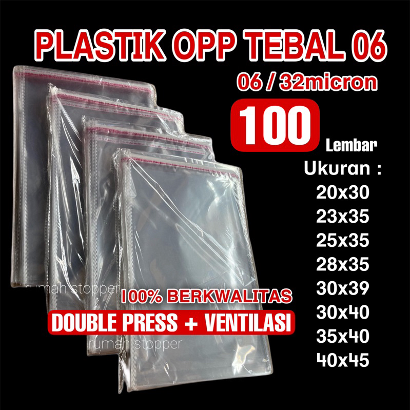 Jual PLASTIK OPP TEBAL 06 (32 micron) / PLASTIK PAKAIAN / PLASTIK MURNI TEBAL 06 ISI 100 LEMBAR ...
