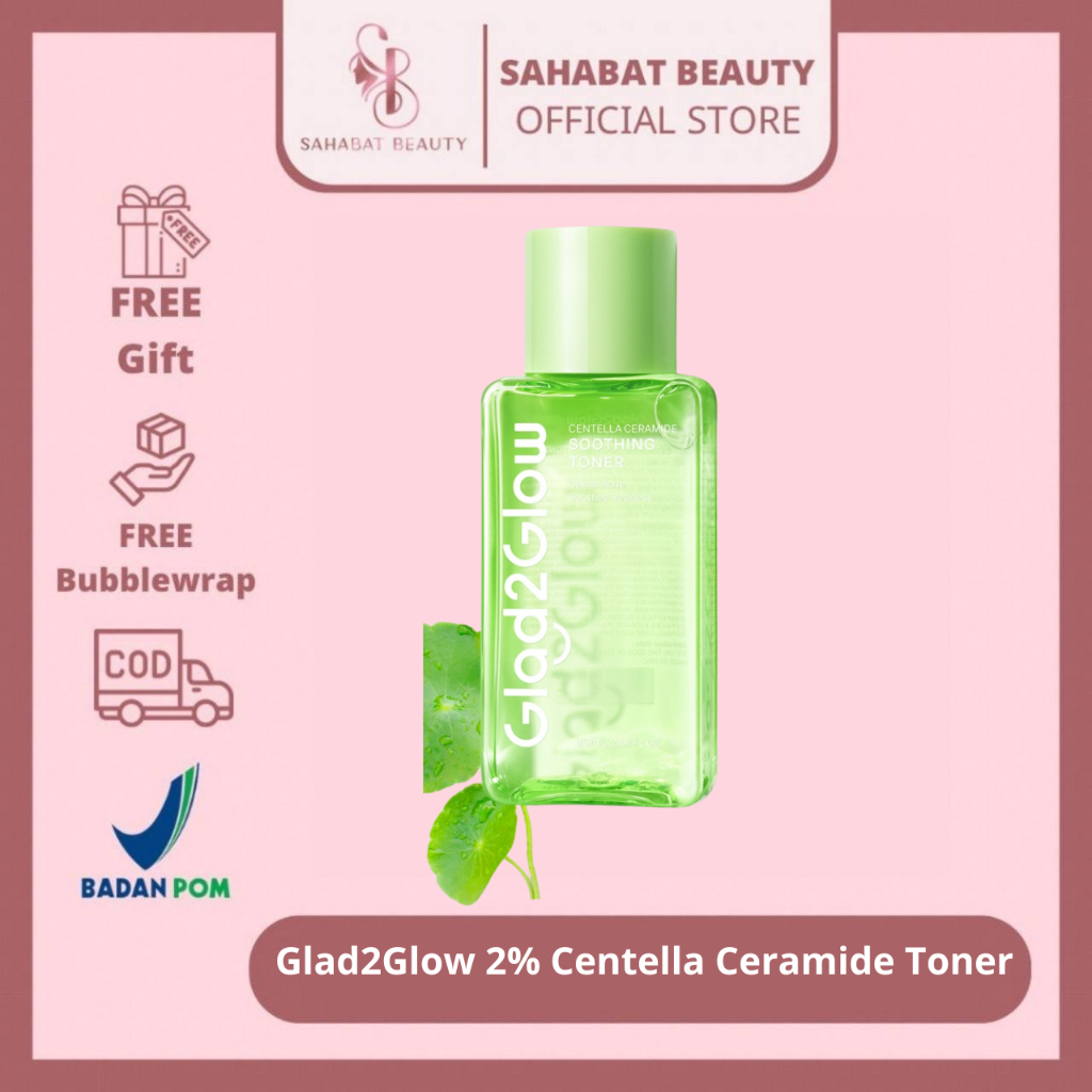 Jual Glad2Glow 2% Centella Ceramide Super Soothing Toner 80ml | Calms Acnes & Bumps Reduces ...