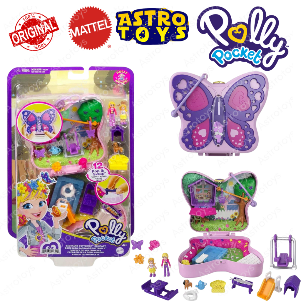 Jual Mattel Polly Pocket Backyard Butterfly Compact Playset Original ...