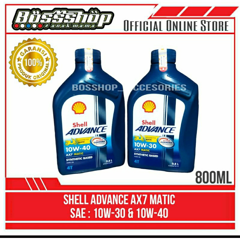 Jual OLI SHELL ADVANCE AX7 MATIC ASLI OIL SHELL AX7 10w-40 l 10w-30 0,8Liter ALL MOTOR MATIC ...