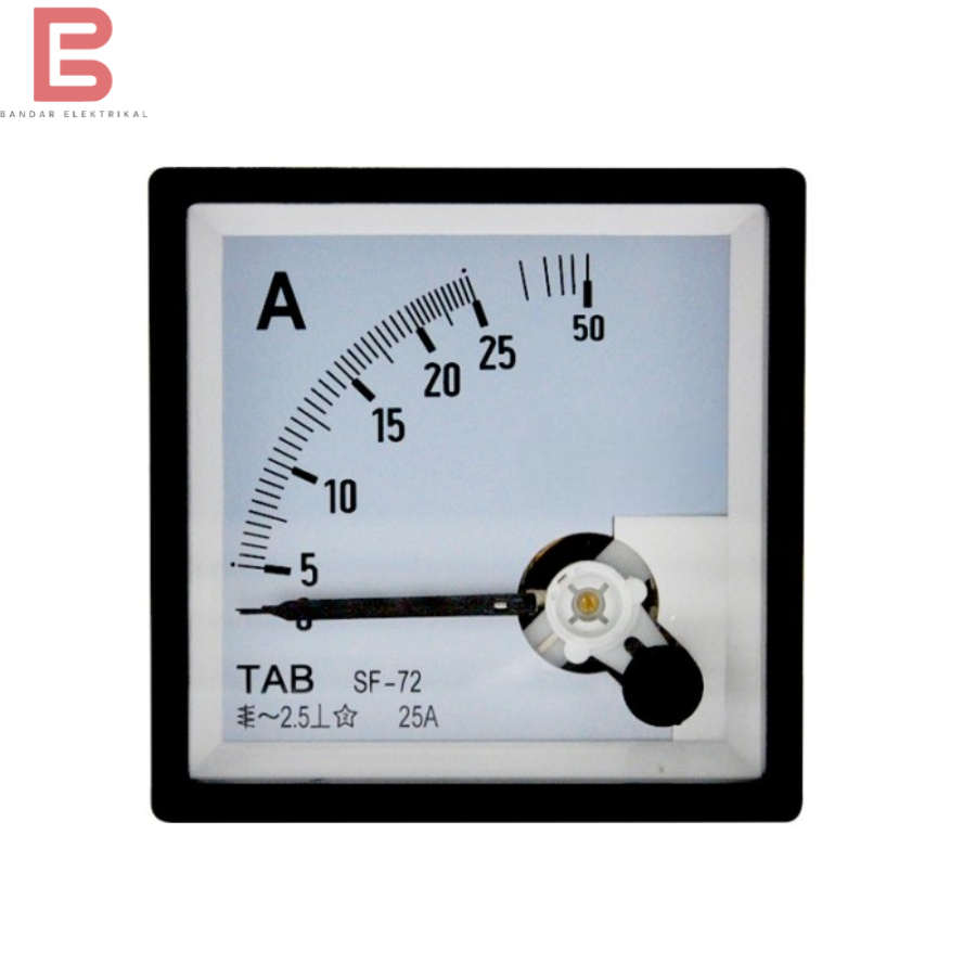 Jual Ampere Meter 72 x 72 25A Direct Analog AC Ampermeter 25 A TAB ...