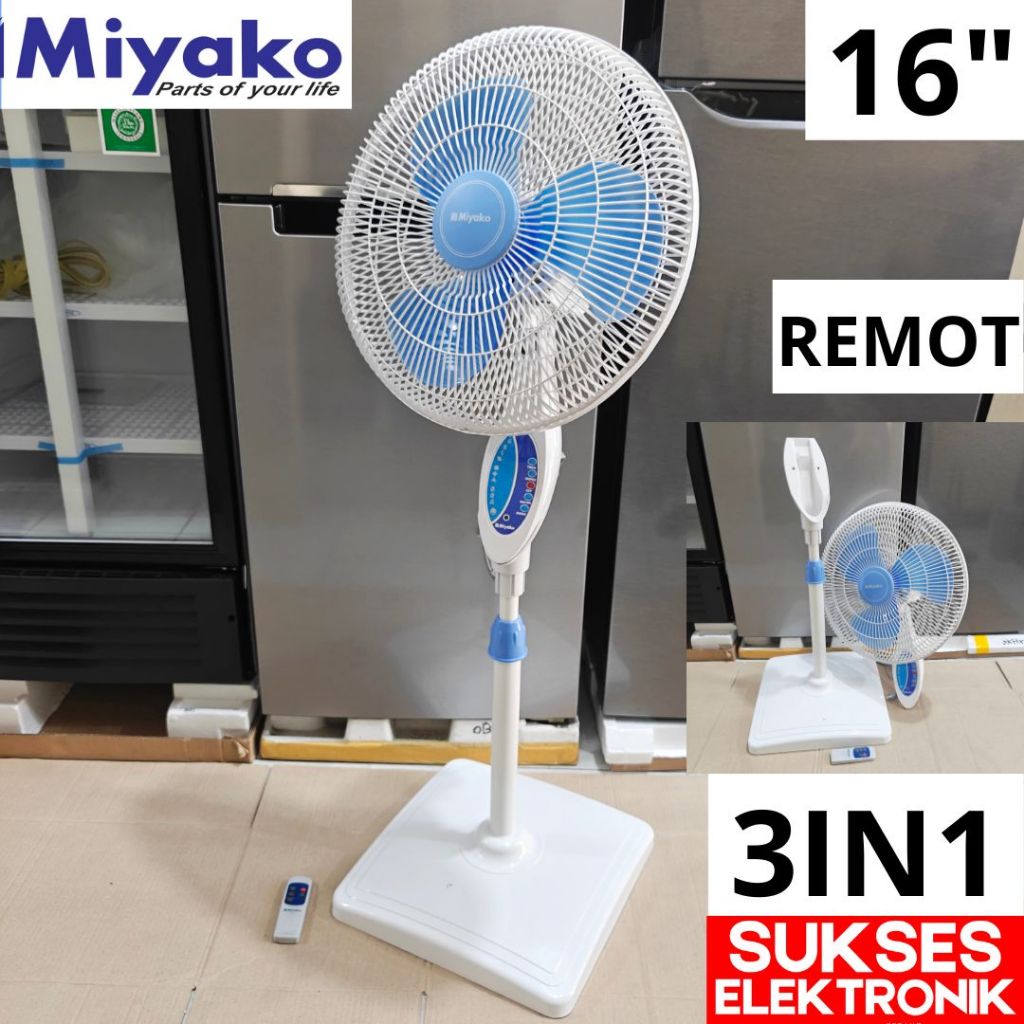 Jual MIYAKO TJR-101 REMOTE 3 IN 1 KIPAS ANGIN BERDIRI 16 INCH BISA DINDING DUDUK STAND FAN ...