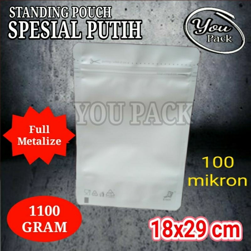 Jual STANDING POUCH SPESIAL PUTIH 1100 GRAM ZIPPER KEMASAN KOPI-BUBUK ...