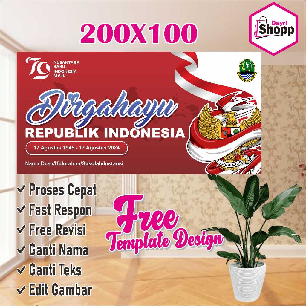 Jual Size 200x100 Cm,Spanduk Banner Dirgahayu 17 Agustus Terbaru Custom ...