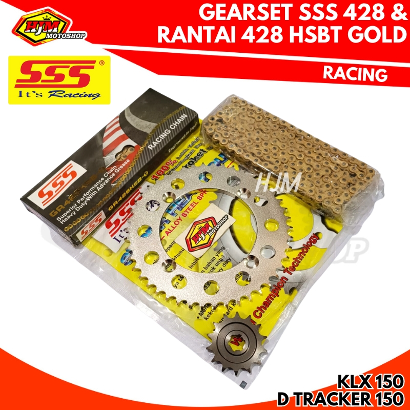 Jual GEARSET GIRSET Triple S - SSS KLX 150 / D TRACKER 150 & RANTAI SSS 428 HSBT 130L GOLD ...