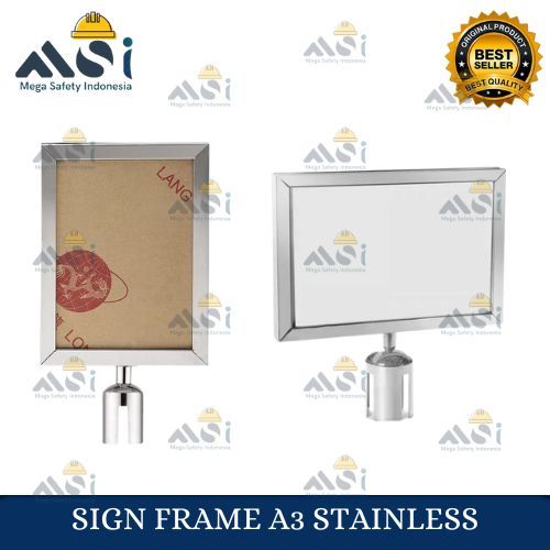 Jual Sign Frame A3 Potrait / Landscape Papan Tiang Antrian Stainles ...