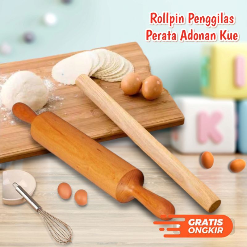 Jual Rollpin Kayu Perata Adonan Kue/Penggilas Adonan Kue | Shopee Indonesia