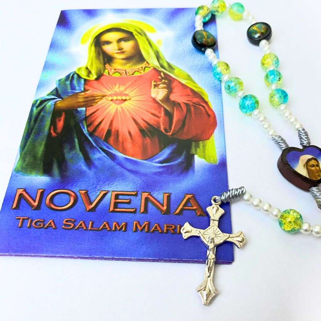 Jual bundle (2 dalam 1 paket) KAPLET doa novena tiga salam Maria dan rosario novena batu pecah ...