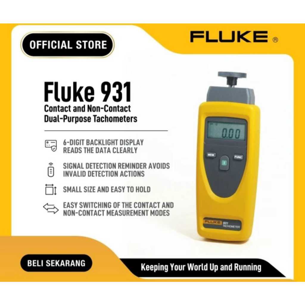 Jual FLUKE 931 Contact and Non-Contact Tachometers Plus Sertifikat Kalibrasi KAN | Shopee Indonesia