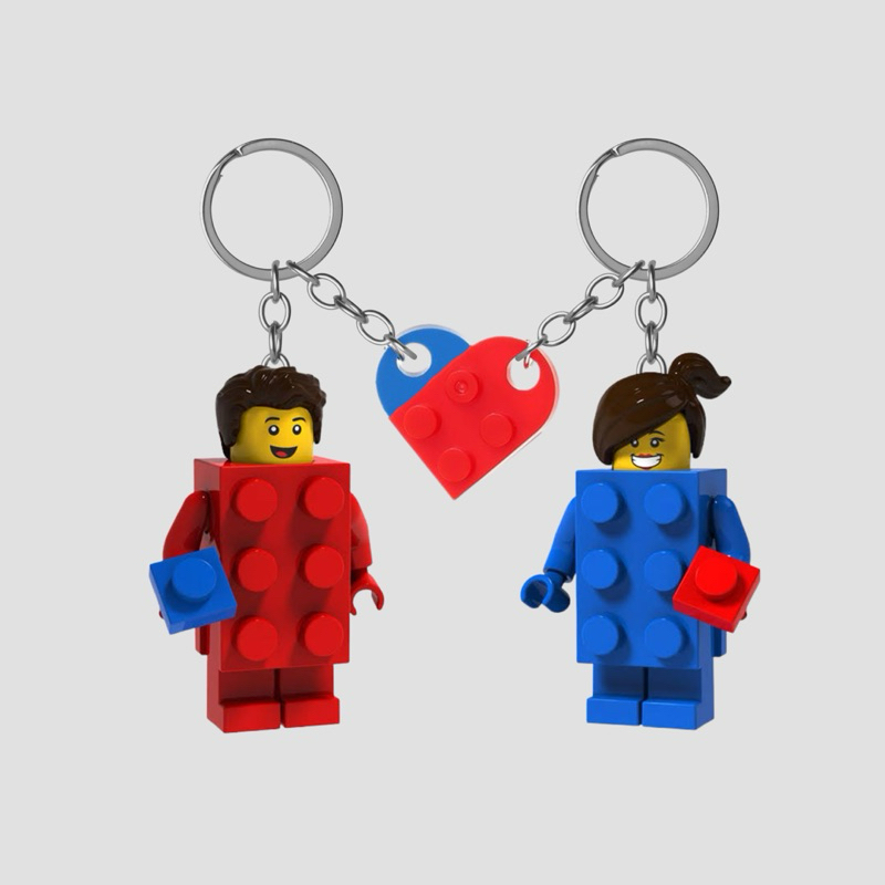 Jual Dhis Project Shiny Keychain LEGO Minifigure Red Brick Guy & Blue ...