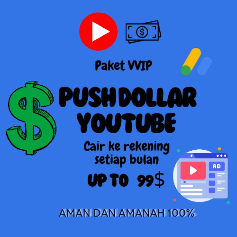 Jual Push Dollar YouTube VVIP Premium dijamin gajian per bulan | Shopee Indonesia