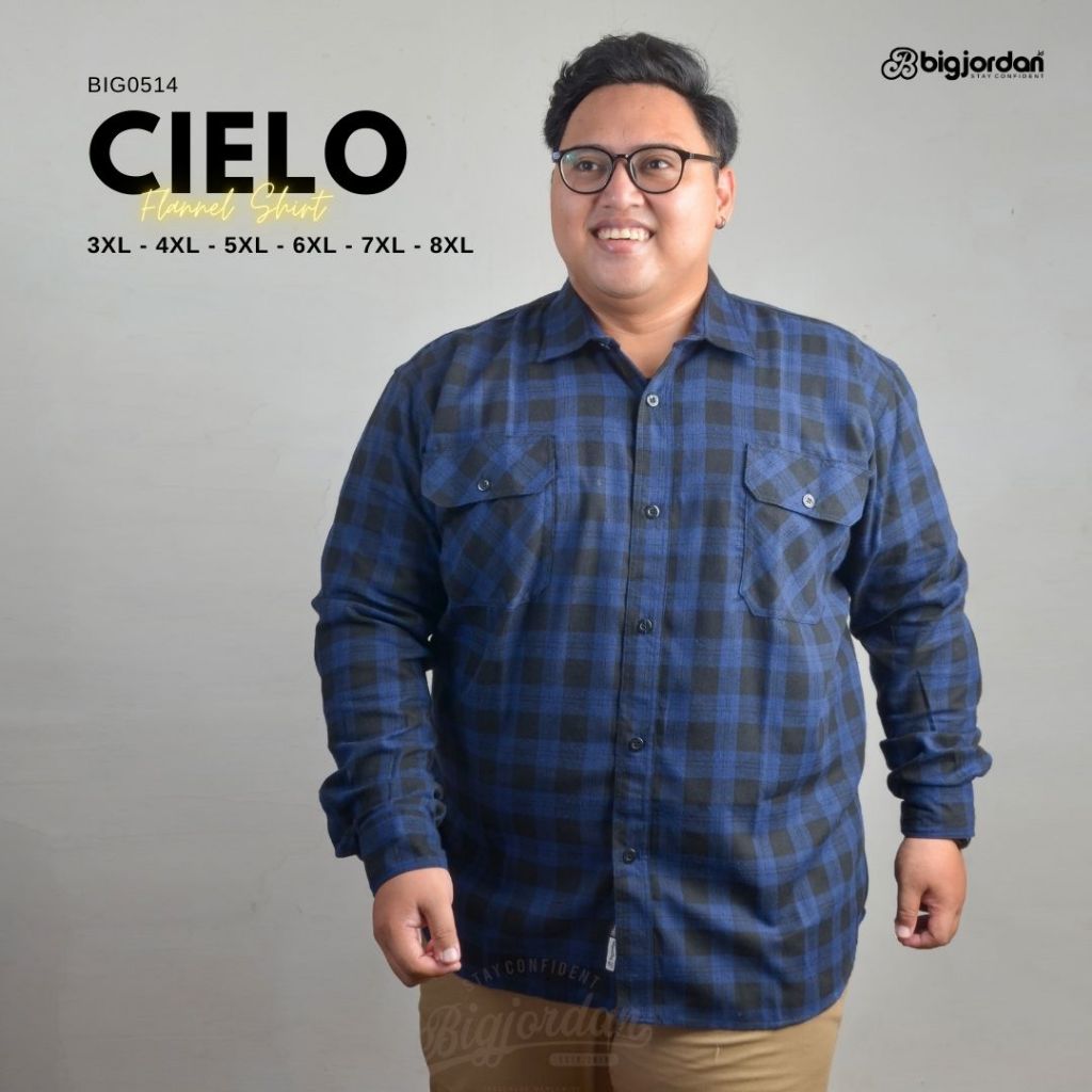 Jual Cielo BigJordan Id. kemeja flannel lengan panjang biru hitam ...