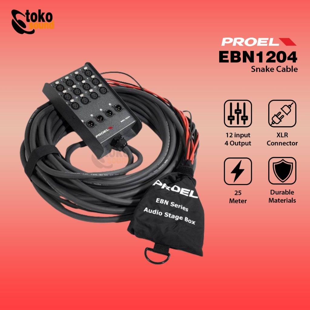 Jual PROEL EBN1204 - Snake Cable 25 Meter with 16-channel Stage Box ...