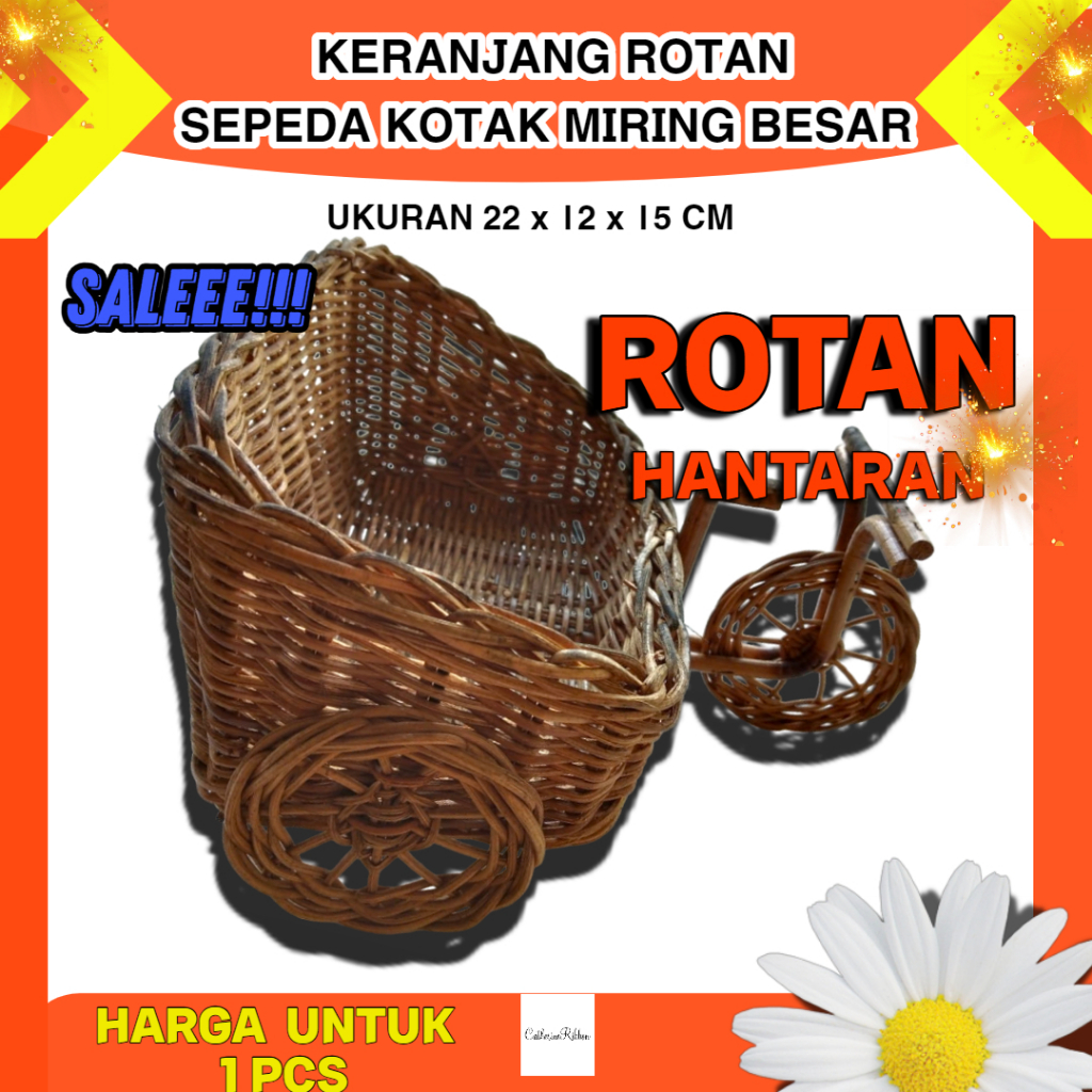 Jual KERANJANG ROTAN SEPEDA KOTAK MIRING BESAR/ROTAN/KERANJANG/HANTARAN ...