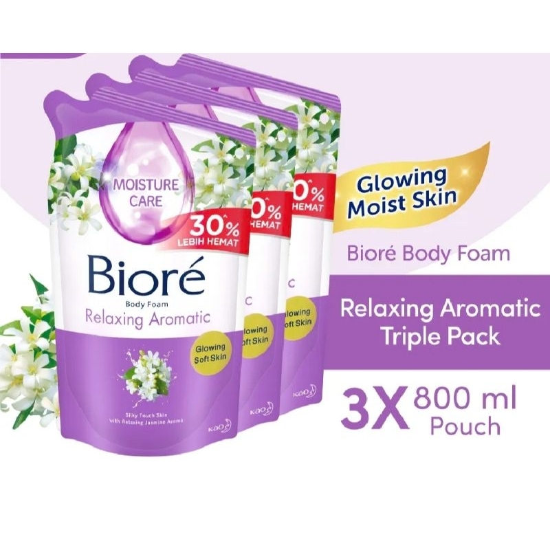 Jual Biore Sabun Mandi Cair Body Foam Relaxing Aromatic Pouch 800 ml Triple Pack Sabun Cair ...