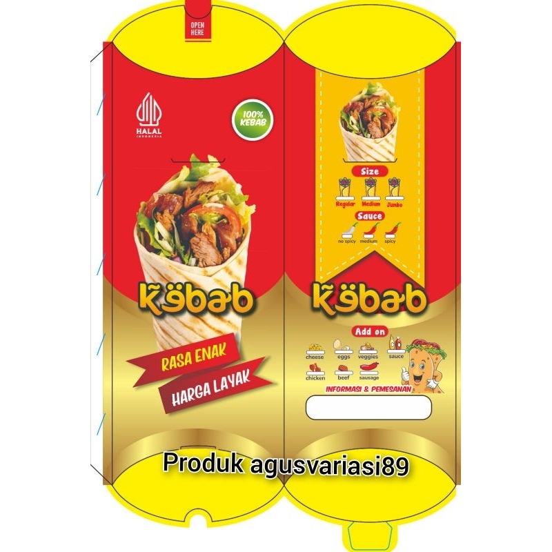 Jual dus kebab jumbo // kemasan kebab jumbo // kertas kebab jumbo ...