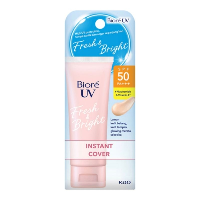 Jual Biore UV Fresh & Bright Sunscreen wajah Tinted Instant Cover SPF50 ukuran 30g | Shopee ...