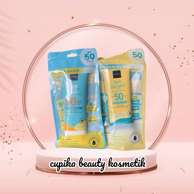 Jual ie,z - SCARLETT DAILY SUNSCREEN ULTRA LIGHT SPF 50 PA+++ - SUN BRIGHT | Shopee Indonesia