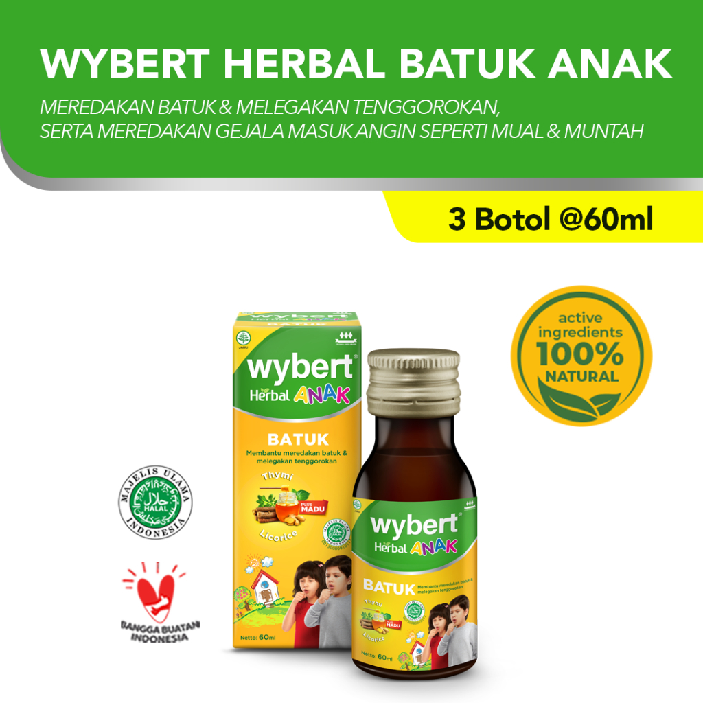 Jual Wybert Herbal Batuk Anak [60ml/3 Botol] - Exp : 09.2026 | Shopee ...