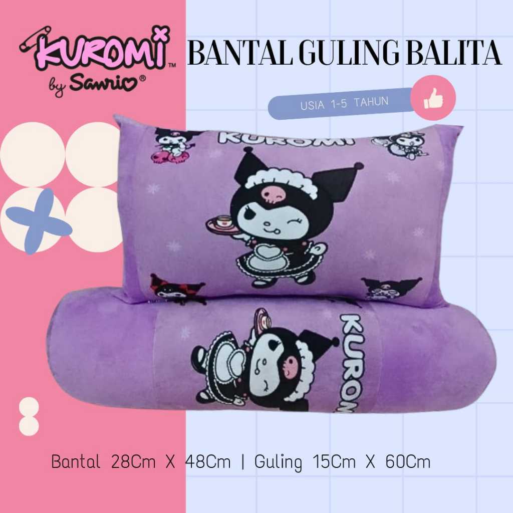 Jual Bantal guling anak balita set KUROMI ungu muda/bahan halus lembut ...