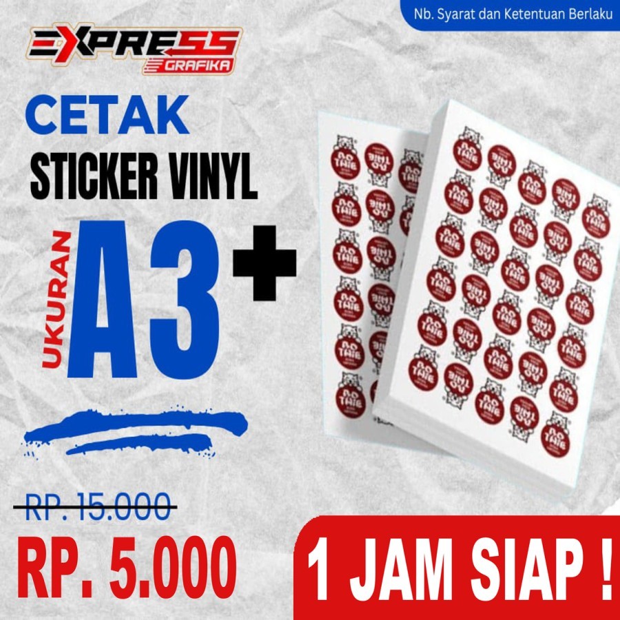 Jual CETAK STIKER LABEL VINYL(TAHAN AIR) KEMASAN A3+ LAMINATING+DIECUT ...