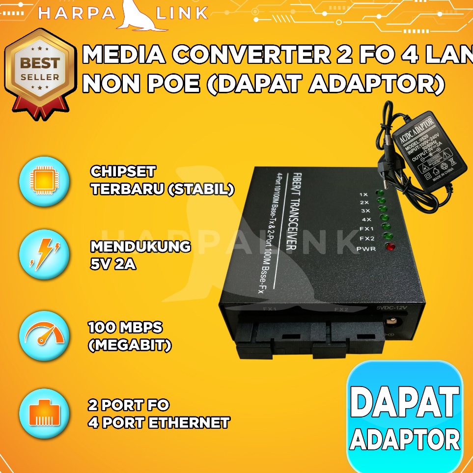 Jual KODE M3R Media Converter 2 FO 4 LAN 2 SC 4 RJ45 2F4E 11 Mbps Full ...