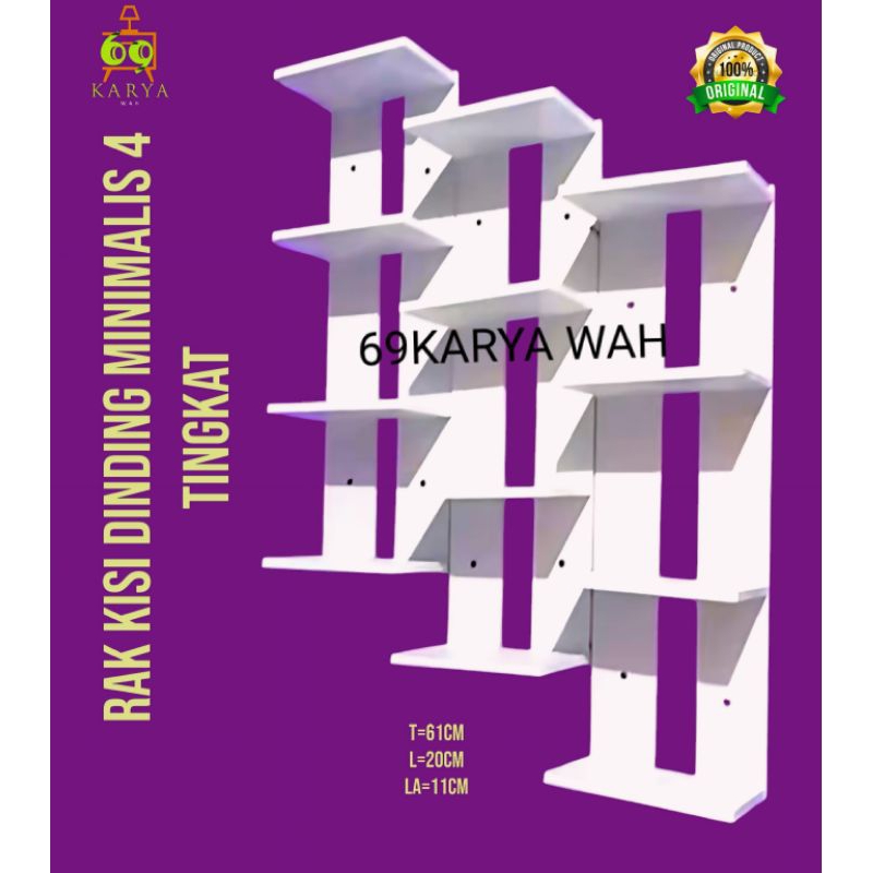 Jual RAK SUSUN MINIMALIS MODEL KISI PUTIH // RAK DINDING 4 SUSUN ...