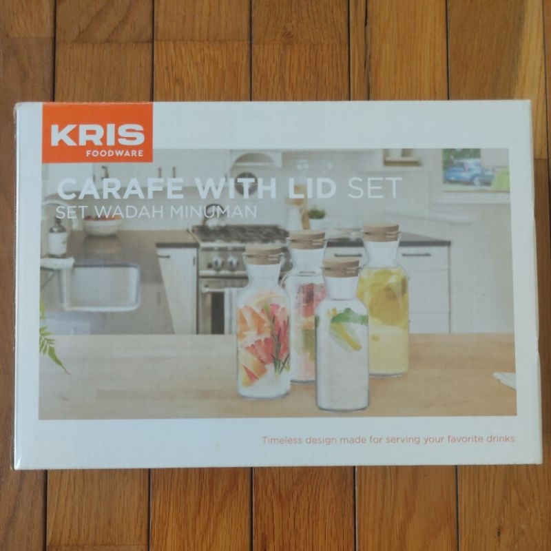 Jual Kris Foodware Carafe with LID SET / set wadah minuman isi 4botol ...