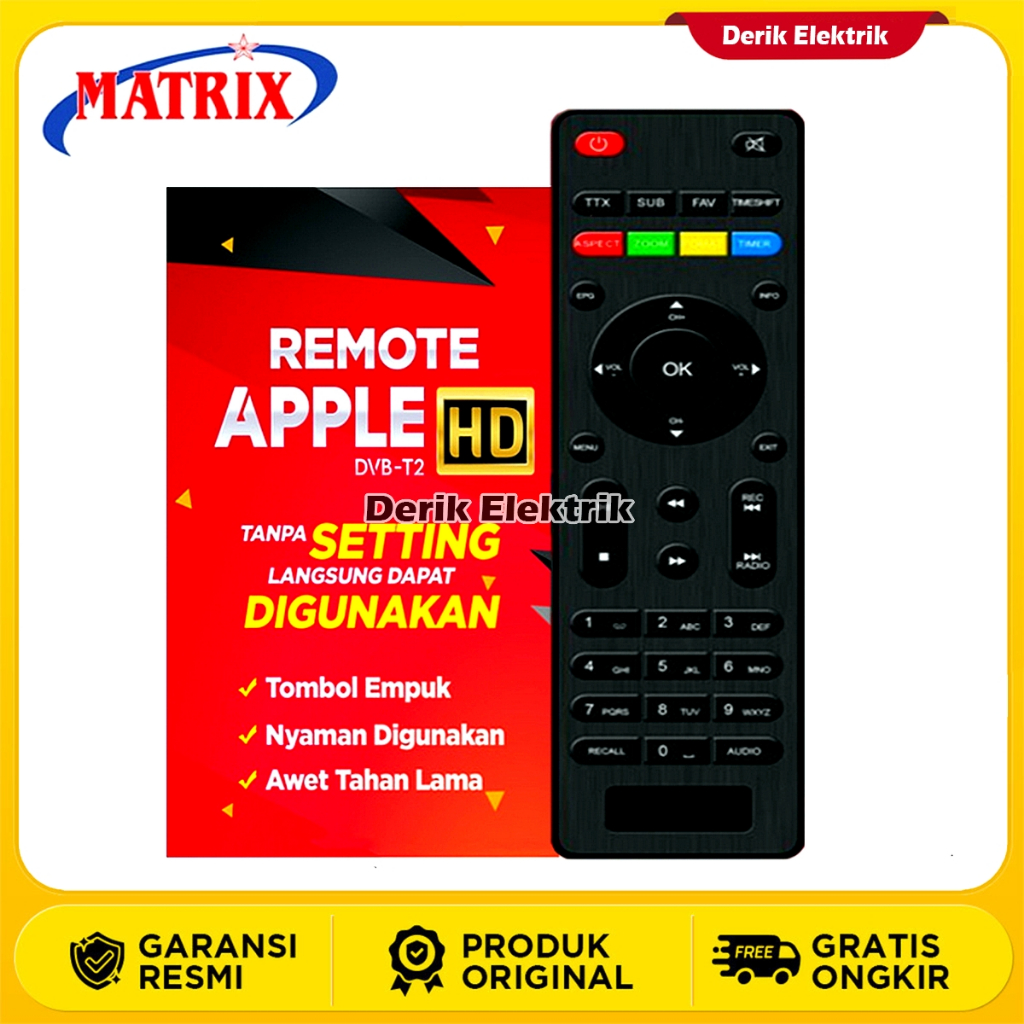Jual MATRIX REMOT DVBT2 APPLE MERAH | SUPPORT SEMUA TIPE RECEIVER NEX ...