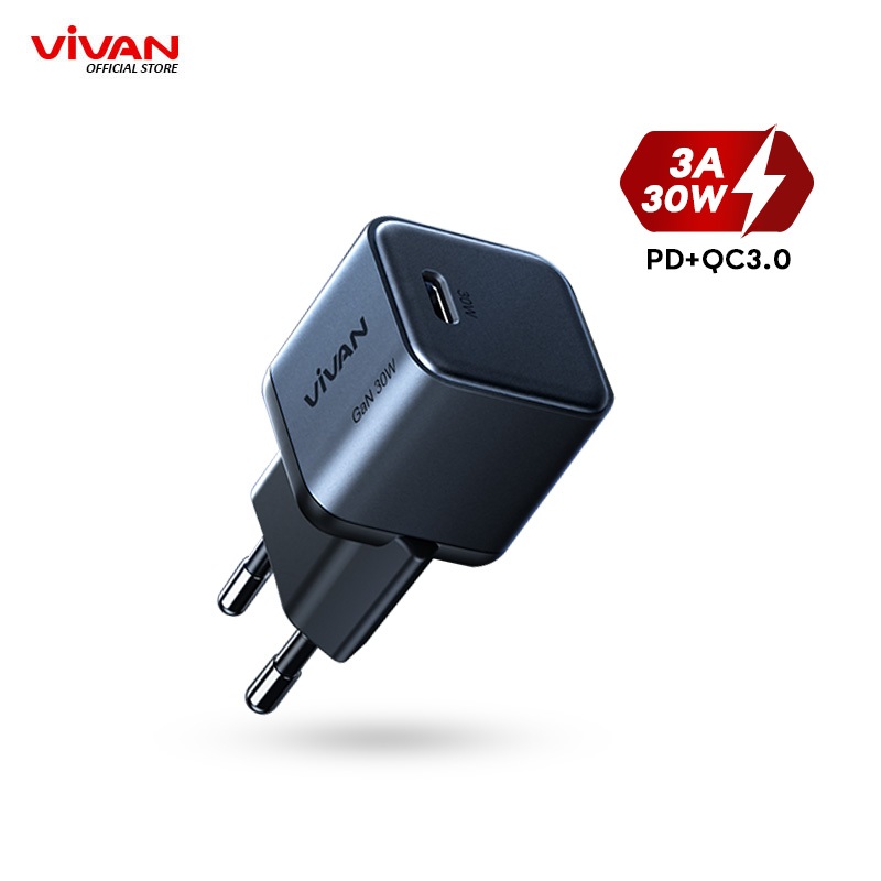 Jual VIVAN Mini Charger GaN09 | Fast charging 30W 3A GaN Type C | PD QC ...