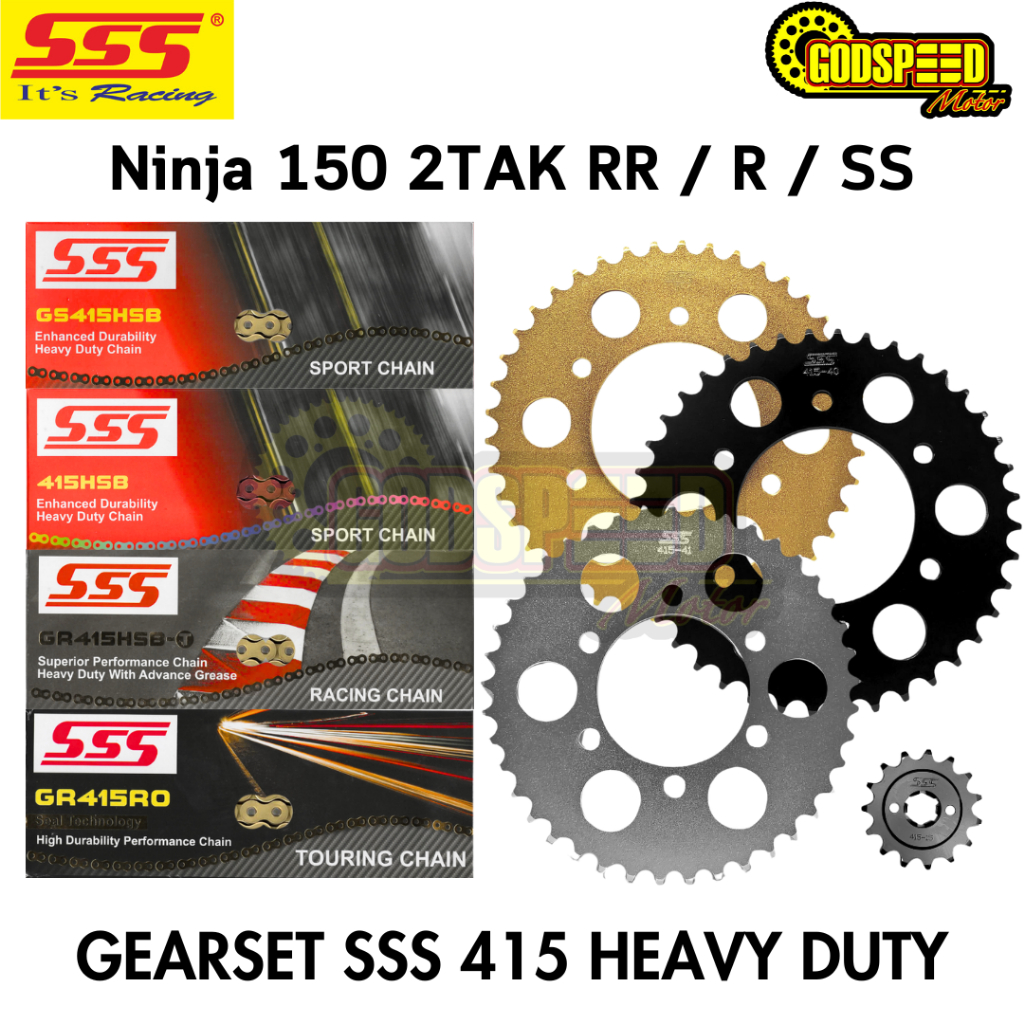 Jual GEARSET / GIRSET / GEAR SET / GIR SET NINJA 150 R / NINJA 150 RR RANTAI SSS 415 STEEL GOLD ...