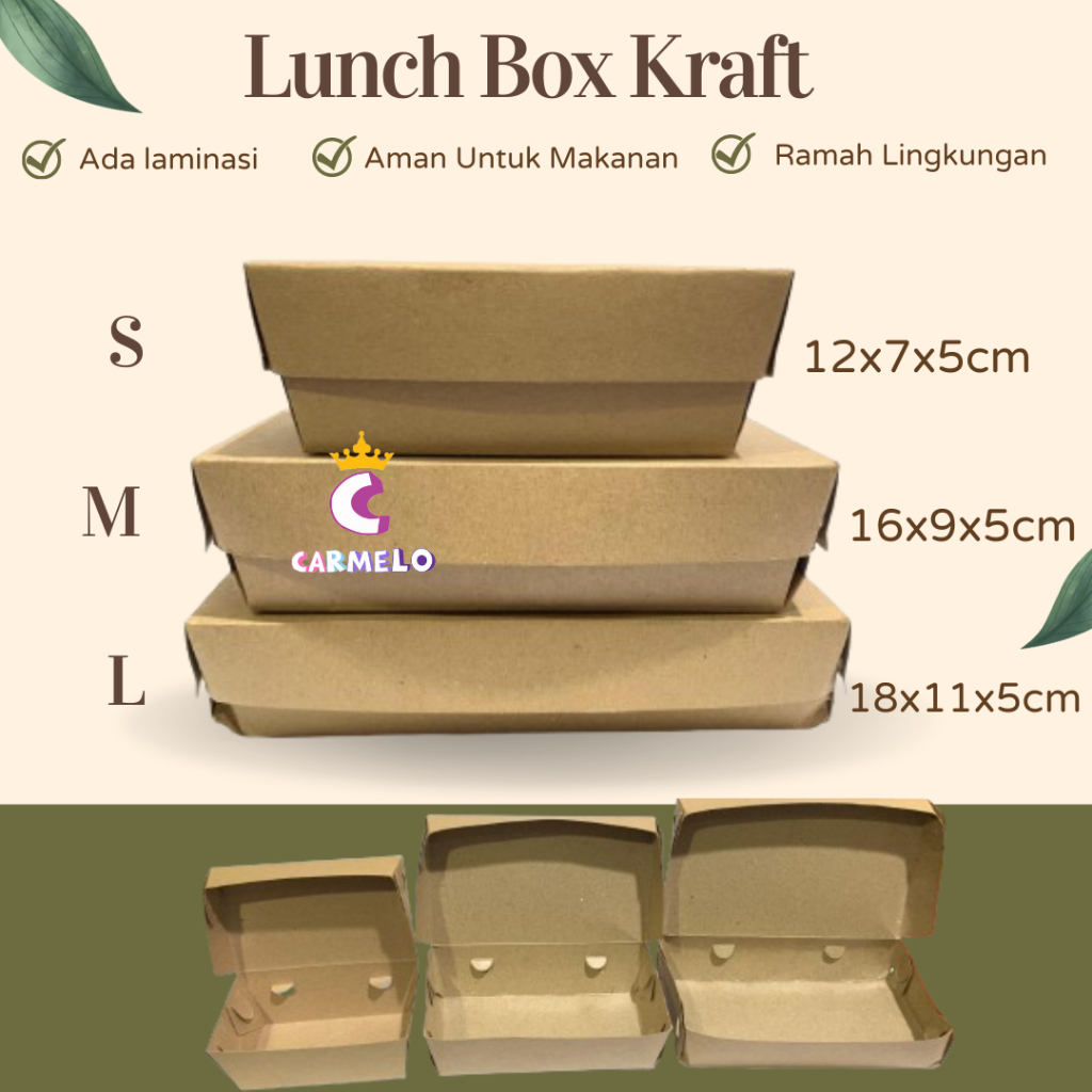 Jual (Min Order 25 Lembar) Kotak Makan Paper Lunch Box Kraft Coklat ...