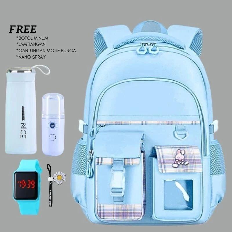 Jual Tas Ransel Sekolah Anak Perempuan 5 in 1 MIKA Free Botol Minum Jam Led Nano Sprai dan ...