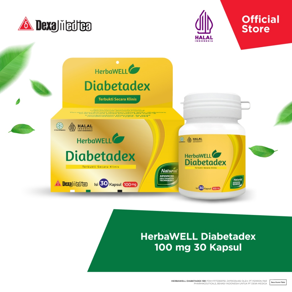 Jual Herbawell Diabetadex 100mg 30 Kapsul - Suplemen Herbal Diabetes ...