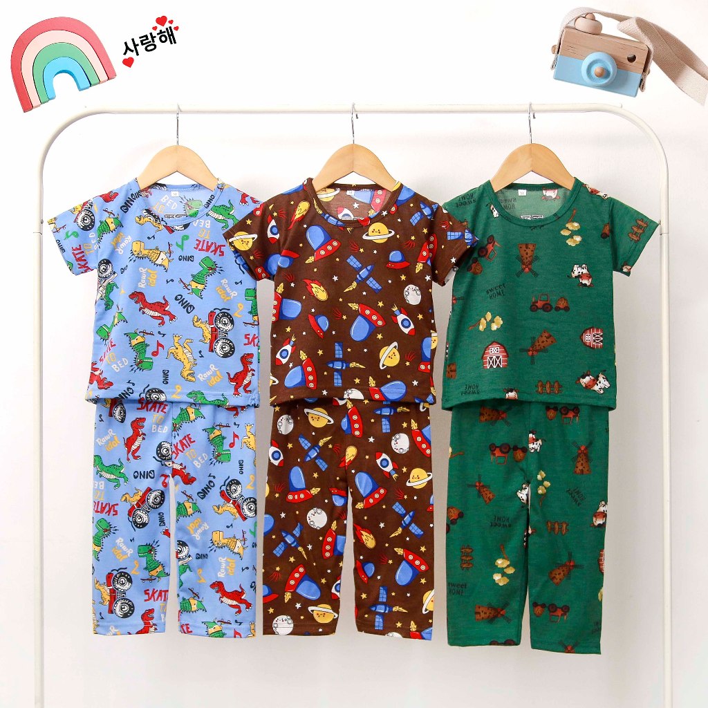 Jual FOYA Kids - Setelan baju tidur anak cewek/cowok/unisex-Setelan lengan pendek motif full ...