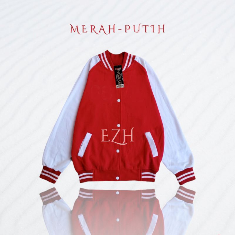 Jual JAKET BASEBALL VARSITY / JAKET POLOS PRIA WANITA / JAKET MERAH ...