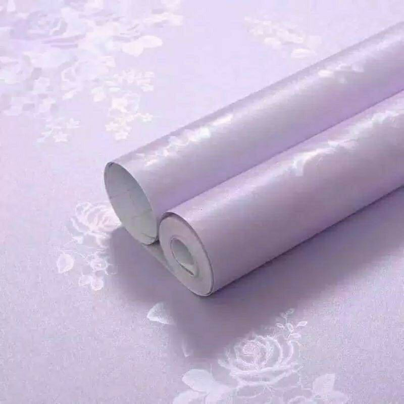 Jual Wallpaper Dinding Motif Polos Bunga Ungu Ukuran 10mx45cm | Shopee ...